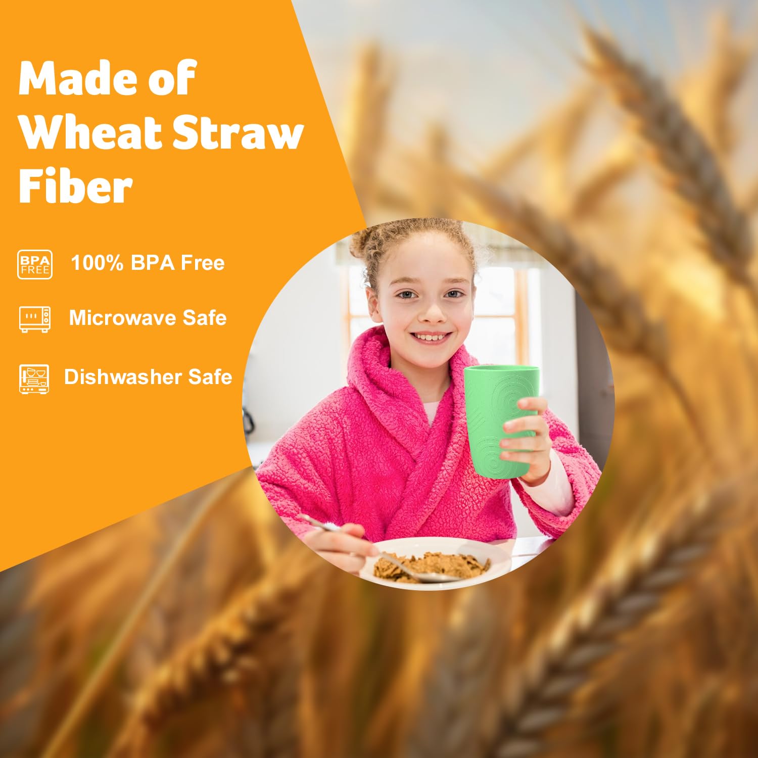 PYRMONT Wheat Straw Cups 16 OZ Alternative to Plastic Cups Set of 6,Plastic Cups Reusable Tumblers Cups Kids Cups Dishwasher Safe,Unbreakable Drinking Cups,Plastic Drinking Cups for Kitchen,Camping