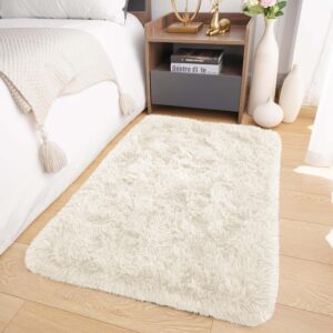 ir imperial rooms 3x5 feet white luxury area rugs for living room soft fluffy shaggy carpet indoor floor rug for boys girls kids non - slip modern aesthetic home decor shaggy rug