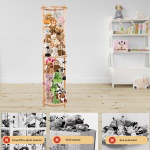 Vechor Round Animal Zoo Storage, Soft Toy Organizer, Solid Wood Zoo Cage for Plush Toys, Stuffed Animals Holder for Bedroom Playroom Nursery Room.