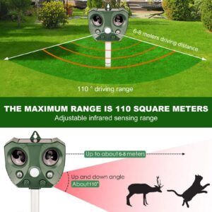 2024 Upgraded Animal Repellent,Cat Repellent Device,Squirrel Repellent,Waterproof Deer Repeller Motion Sensor,Sound and LED Flashing,Animal Repellent for Dog Bird Rabbit