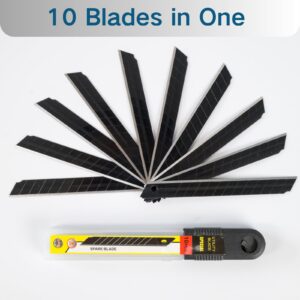 9mm Utility Knife Blades, 100-Pack, SK5 Blackened Steel Replacement Blade, Snap off Blades for Retractable Box Cutters and Knife, SK5 Blades in Bulk Pack. 10pcs x 10