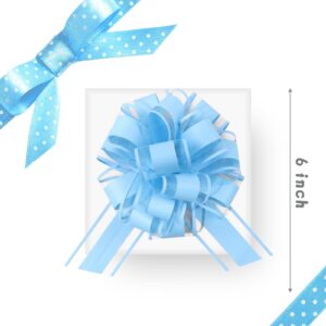 6 Pieces Large Pull Bows,6 inches Simple Style Gift Bow for Christmas Party Birthday Gift Wedding Ribbon Bows for Wrapping Boxes or Flower Decorations, Valentine's Day Gift Decorations (Light Blue)