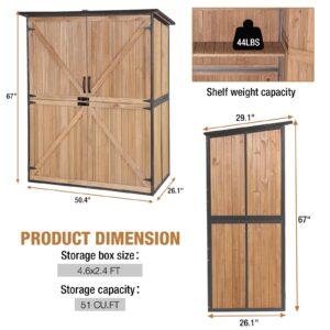 Outdoor Storage Shed, Tool Shed with Floor, Storage House with Metal Frame for Backyard Garden Patio Lawn -Brown