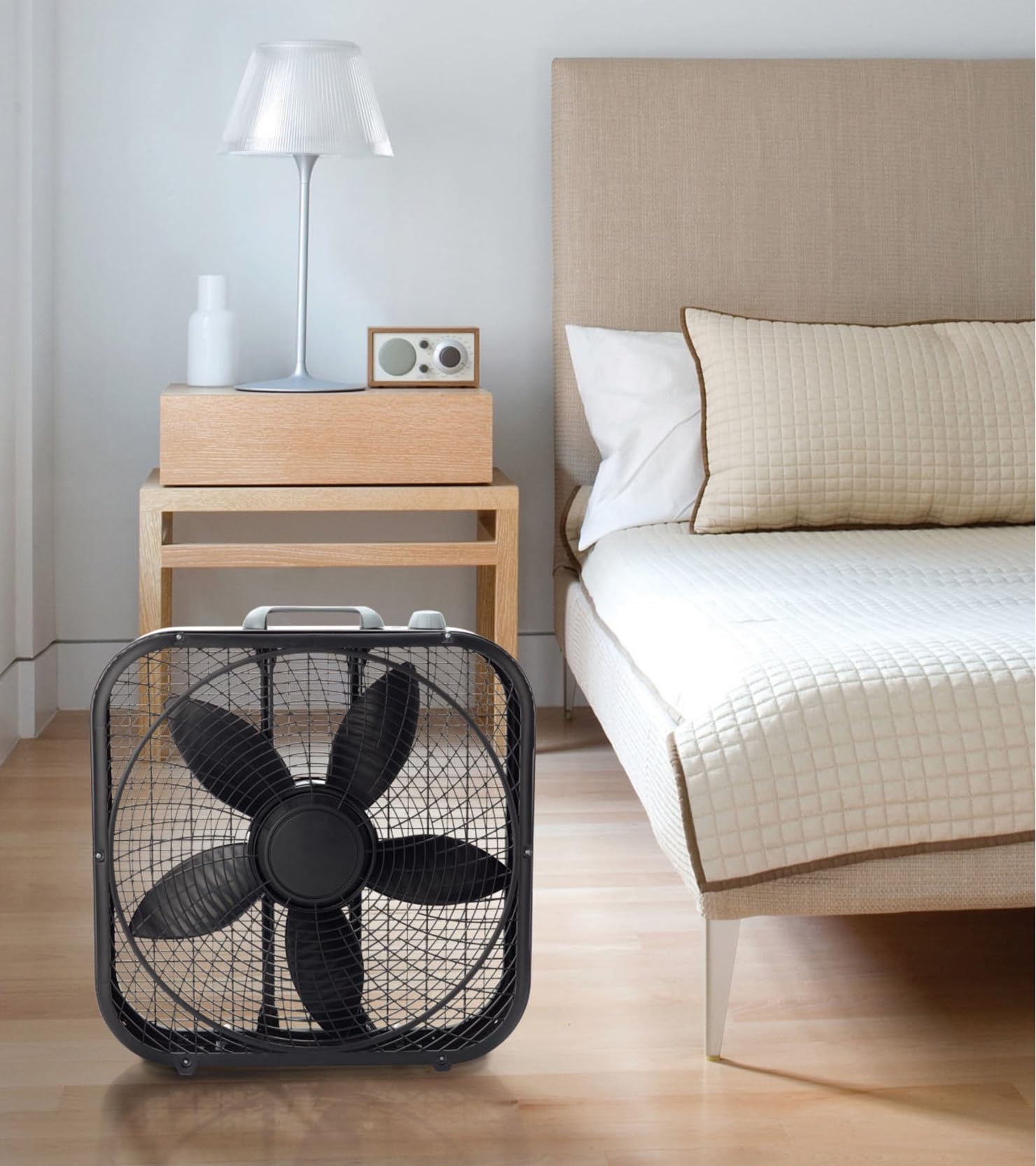 BescZepH 20" Weather Resistant Box Fan, with 3-Speeds, 22" H(Color:Black)