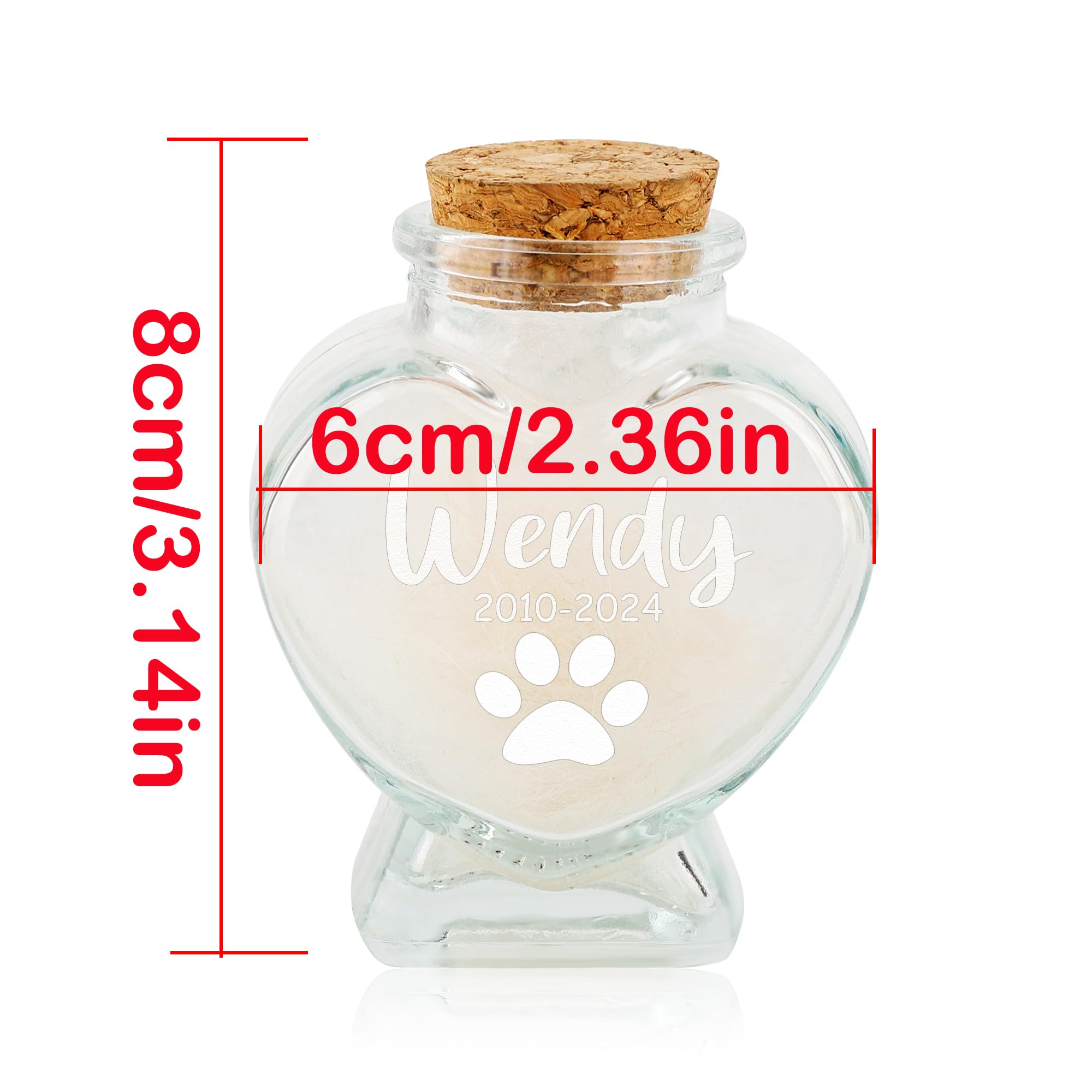 Personalized Pet Fur Memorial Jar, Memorial Bottle for Pet Hair, Personalized Pet Hair Keepsake Bottle, Pet Memorial Urn Glass Bottles, Dog Cat Hair Ashes Storage Box, Sympathy Gift for Pet Lover