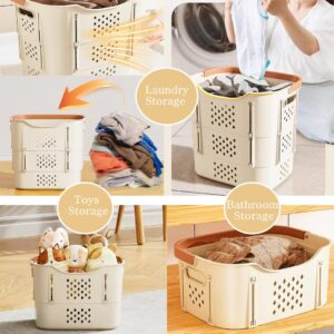 OptmAVth Collapsible Laundry Basket/Hamper, Foldable and Durable, Separater Basket, Room Storage and Organization, Begie