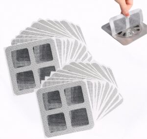 disposable drain hair catcher,20 pcs 3.9inch square drain stickers adhesive hair catcher for bathroom laundry bathtub kitchen