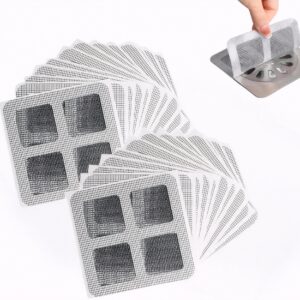 Disposable Drain Hair Catcher,20 PCS 3.9inch Square Drain Stickers Adhesive Hair Catcher for Bathroom Laundry Bathtub Kitchen