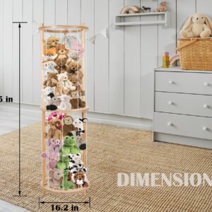 Vechor Round Animal Zoo Storage, Soft Toy Organizer, Solid Wood Zoo Cage for Plush Toys, Stuffed Animals Holder for Bedroom Playroom Nursery Room.