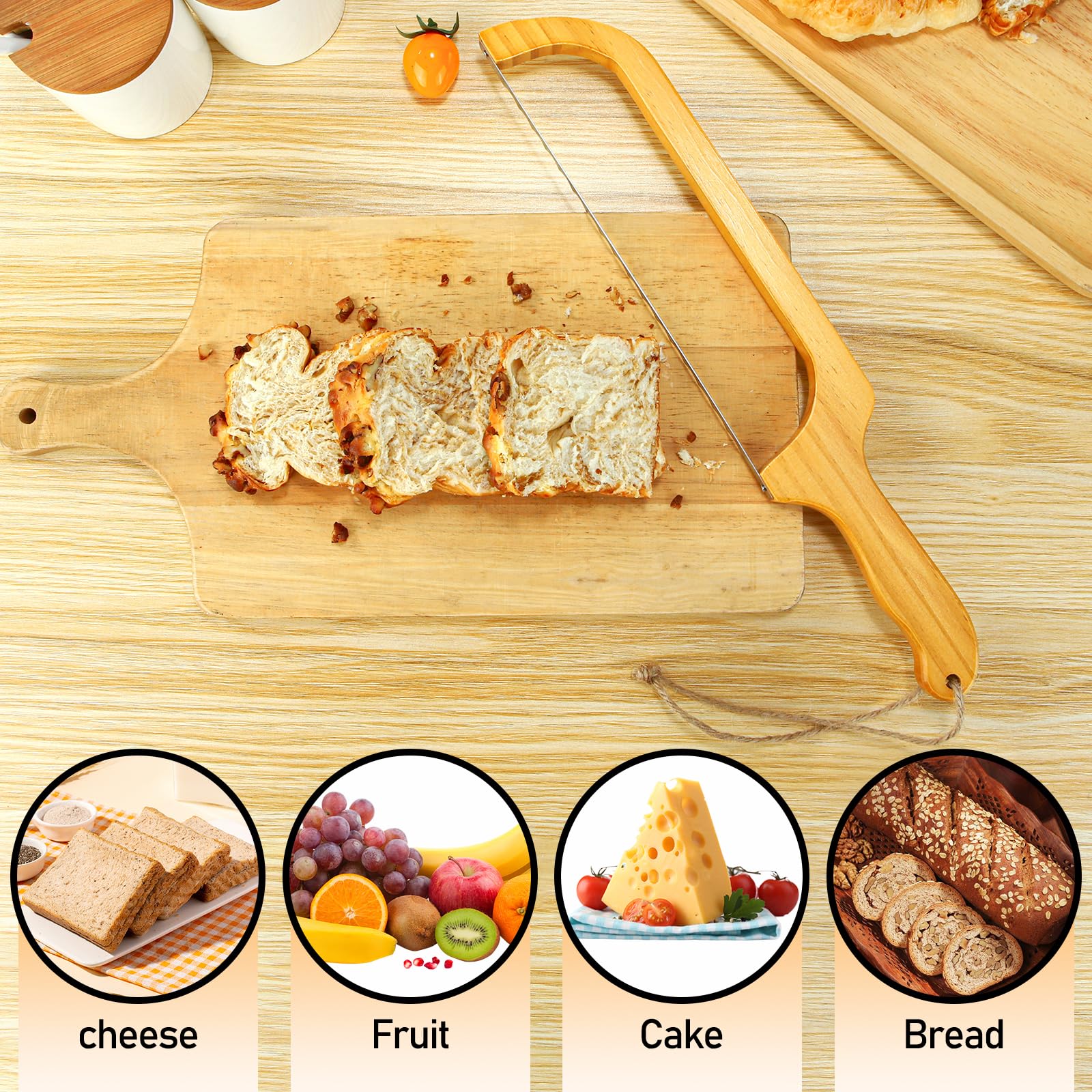 Amafox Bread Knife, Bread Slicer for Homemade Bread,15.7" Wooden Sourdough Bread Knife With Bow Design,Sourdough Bread Knife, Premium Stainless Steel Serrated Saw Bread cutter for Bagels, Baguettes