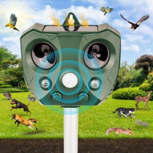 2024 upgraded animal repellent,cat repellent device,squirrel repellent,waterproof deer repeller motion sensor,sound and led flashing,animal repellent for dog bird rabbit