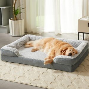 lextro orthopedic large dog bed, sofa dog bed large sized dog with egg crate foam, large dog bed with removable washable pillow cover, waterproof dog couch bed with anti-slip bottom, pet bed