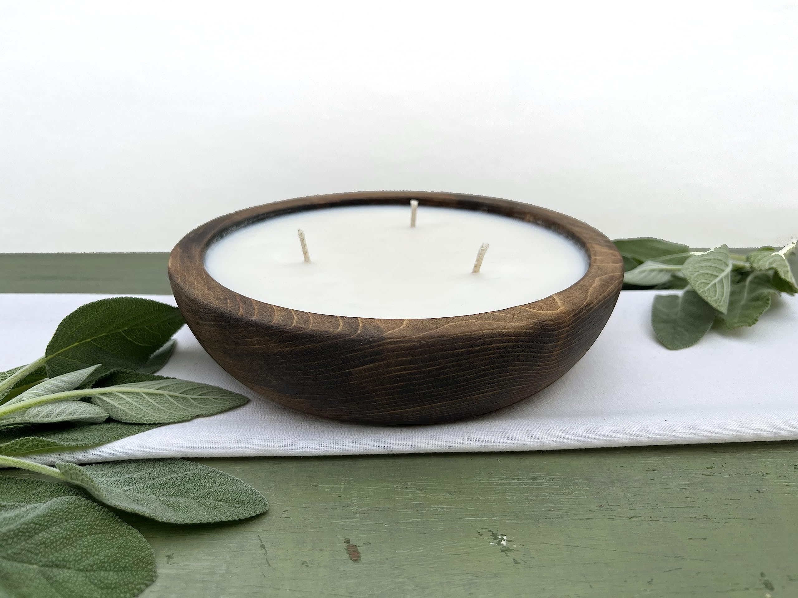 Bonneville Handmade Candles | 7 1/2" x 2" Hand Poured Pine Wood Bowl Candle, 3 Wick Dough Bowl Candle | Up to 35 Hour Burn Time | 100% Soy Wax | Scented Candle Rustic Holiday (Toasted Pumpkin Spice)