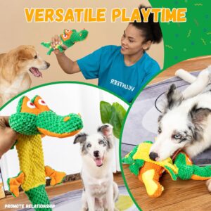 KEITTPEET Crocodile Squeaky Plush Dog Toys, Interactive Dog Toys with Soft Fabric, Puppy Toys to Keep Them Busy, Dog Chew Toys for Small, Medium, and Large Dogs - Green