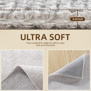 UMBFUN Area Rugs 5x7 for Bedroom Living Room Non-Slip, Washable Rug Chenille Weaving Ultra Soft for Kids and Dogs, Throw Rugs Carpet for Dining Room Decor, White Cream