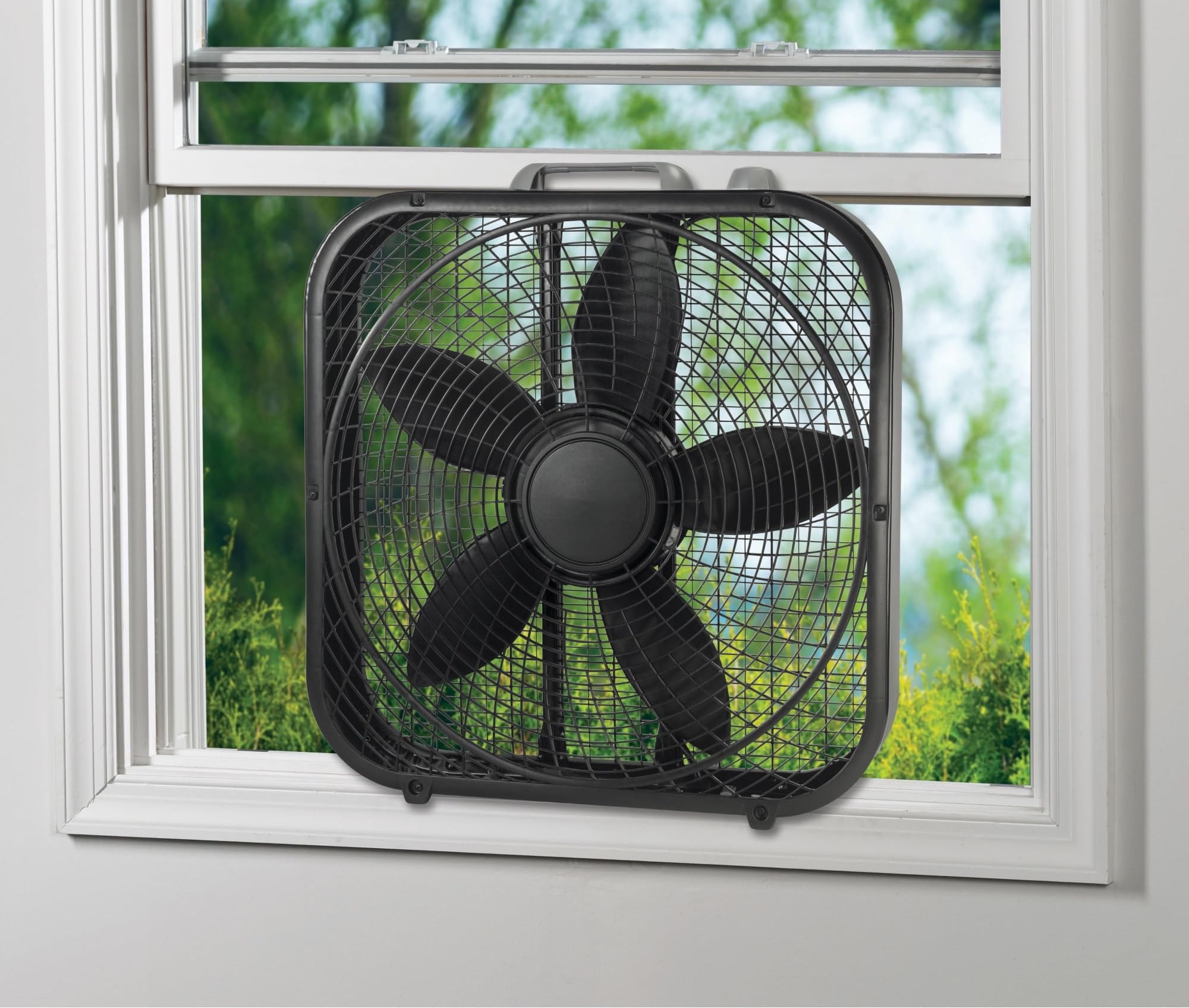 BescZepH 20" Weather Resistant Box Fan, with 3-Speeds, 22" H(Color:Black)