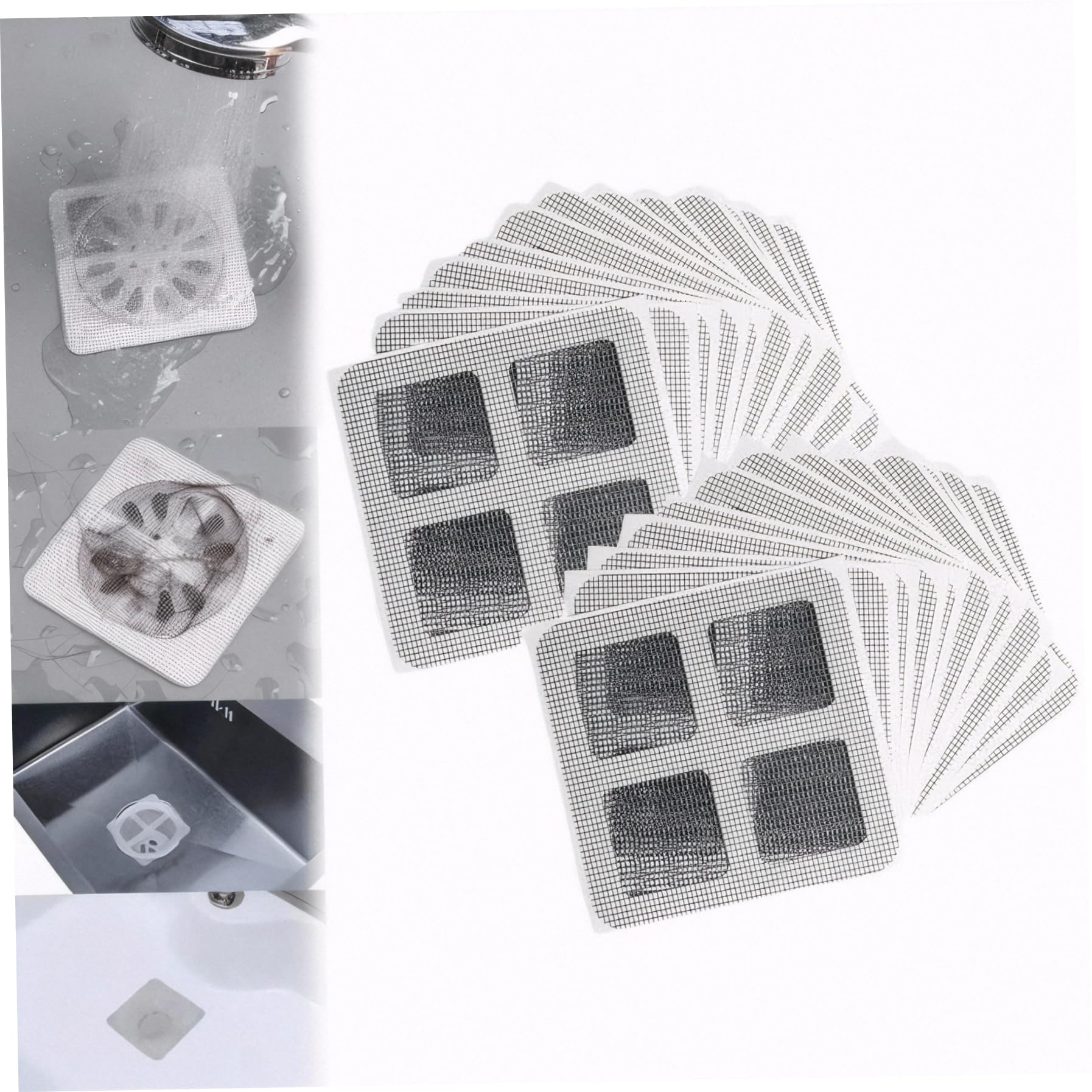 Disposable Drain Hair Catcher,20 PCS 3.9inch Square Drain Stickers Adhesive Hair Catcher for Bathroom Laundry Bathtub Kitchen