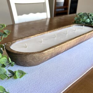 Bonneville Handmade Candles | 6 Wick Pine Wood Bowl | 19" x 5.5" x 2" Hand Poured, Dough Bowl Candle | Up to 50 Hour Long Burn Time | 100% Soy Wax | Scented Rustic Holiday Gift (Sea Salt & Orchid)