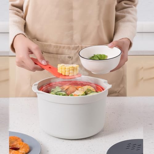 Microwave Rice Cooker Steamer, 2L Rice Maker Pasta Cooker with Strainer & Steamer Basket, MIATTCLD BPA Free Plastic Microwaveable Cookware Set for Rice, Oats, Veggies, Pasta, Ramen, Quinoa