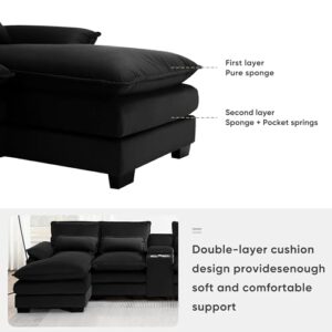 U Shaped Symmetrical Modular Sectional Sofa Cloud Couch with Double Chaise Lounge and Center Console,Cupholders and USB Ports, Deep Seat Upholstered Sleeper Corner Sofa&Couches for Living Room