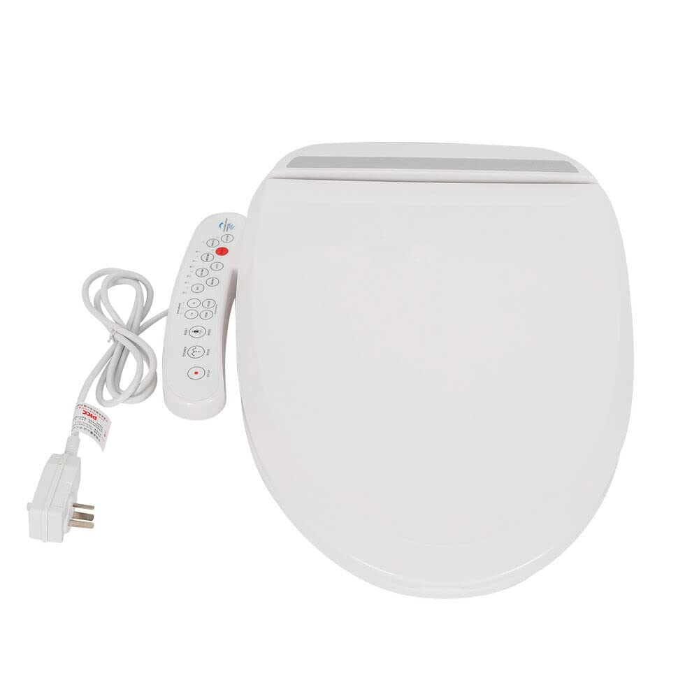 Round Smart Toilet Seat, Electric Bidet Toilet Seat, Warm Water with 2 Nozzlel, Heated Seat, Air Dryer, Smart Touch Panel & Temp Control, Massage, Night Light, Easy-Install, Fits Round Toilets, White