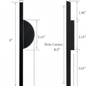 Sveudvdis Cabinet Pulls, 2 Pack Gold Semicircle Drawer Pulls, Cabinet Handles Door Handles and Pulls, 6.3 inch (160mm) Hole Center (Black), TNH7002