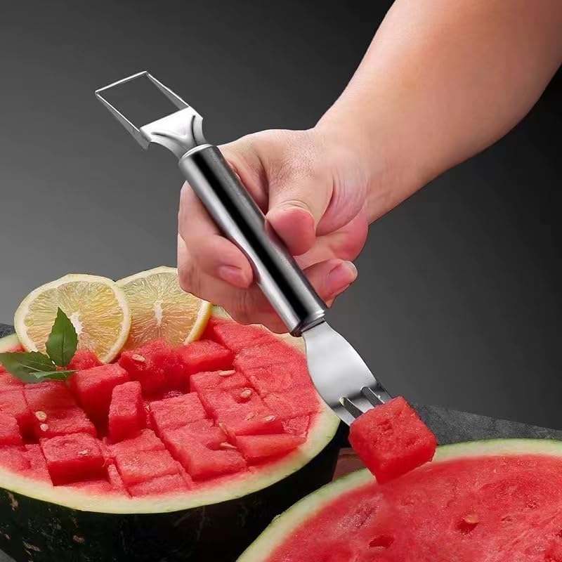 Watermelon Cutter Slicer Fruit Tool,2024 Watermelon Cutter,2-in-1 Stainless Steel Fruit Knife Watermelon Fork Slicer for Outdoor Parties and Family Dinners(2 Pcs)