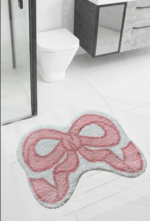 Luxape Bow Rug - Bow Shaped Rug - Handmade & Premium- 30in (75cm) - Uno Reverse Rug - Designer Rugs - Aesthetic Room Decor - Cute Room Decor Coquette bathmat Rug