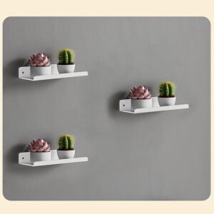 Nidouillet Floating Shelf for Wall Storage, 1pcs 12" Display Shelf for Collectibles, Wall Shelf for Bathroom/Living Room/Kitchen/Bedroom - White