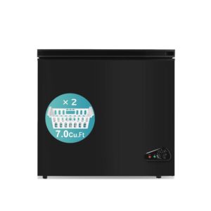 rosmena 7.0 cu ft chest freezer compact deep freezer with 7 adjustable temperature, large chest freezer with 2 removable storage basket, energy saving low noise top open door for garage, office