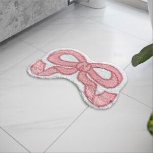 Luxape Bow Rug - Bow Shaped Rug - Handmade & Premium- 30in (75cm) - Uno Reverse Rug - Designer Rugs - Aesthetic Room Decor - Cute Room Decor Coquette bathmat Rug