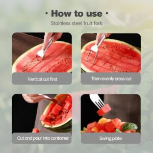 Watermelon Cutter Slicer Fruit Tool,2024 Watermelon Cutter,2-in-1 Stainless Steel Fruit Knife Watermelon Fork Slicer for Outdoor Parties and Family Dinners(2 Pcs)