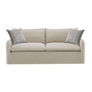 Acme Upendo Contemporary Linen Fabric Sofa with 2 Pillows in Beige