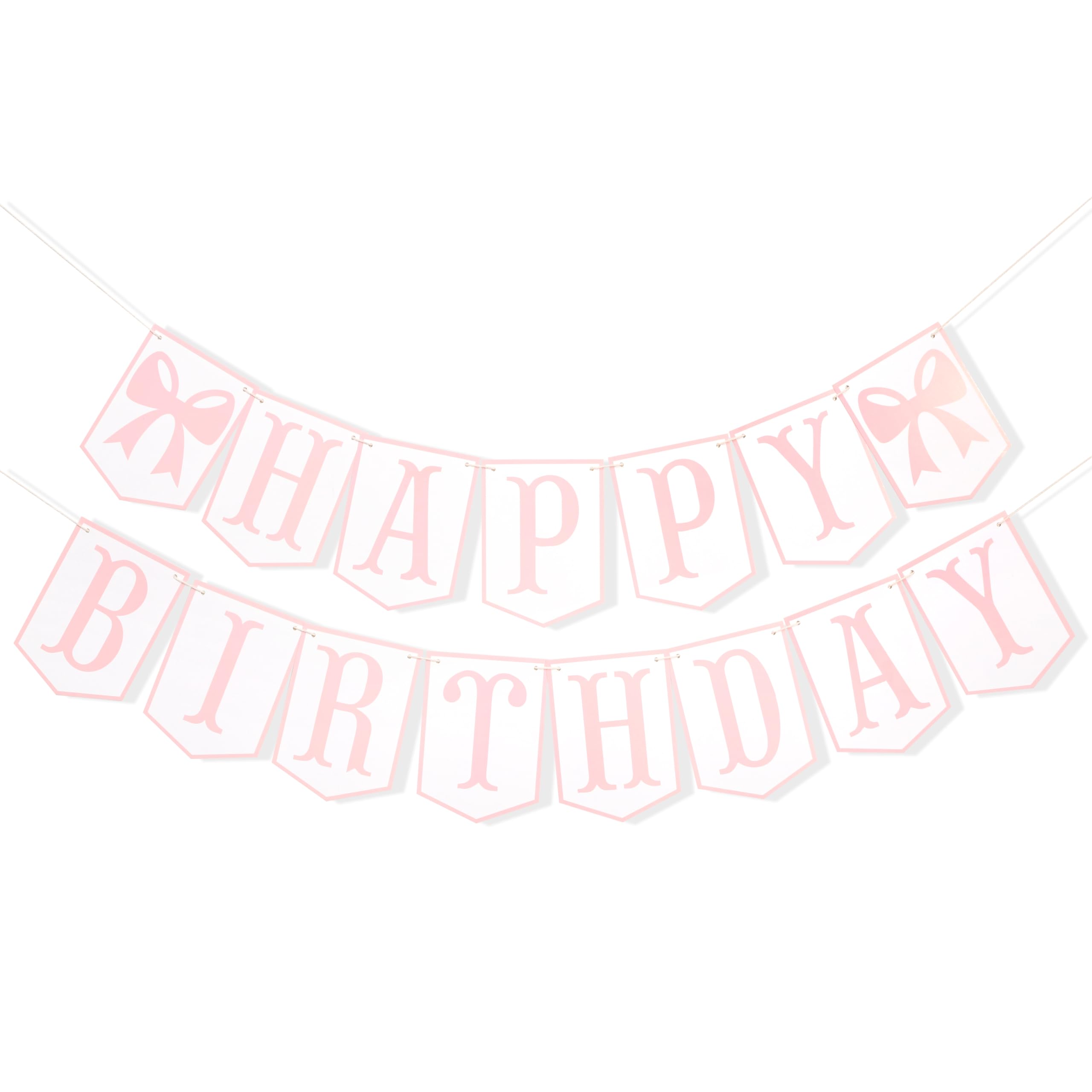 Happy Birthday Bow Girl Banner - Bow 1st Birthday Decoration,Girl First Bow Birthday Party,Pink Bow Happy Birthday Banner, Baby Girl Bow Banner