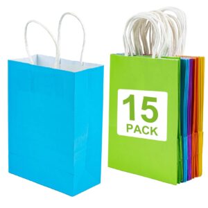 maqihan gift bags with handles - 15pcs gift bags bulk paper gift bag paper gift bags with handles kraft paper bags party favor bags small bag for gifts craft goodie birthday shopping small business