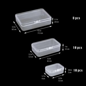 CHSZCHOMER 28 pcs Mini Clear Plastic Storage Boxes with Lids - Stackable Containers for Hair Accessories, Earrings, Crafts, Sewing Supplies Bead Storage