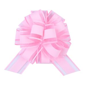 12 pieces large pull bows,6 inches simple style gift bow for christmas party birthday gift wedding ribbon bows for wrapping boxes or flower decorations, valentine's day gift decorations (pink)