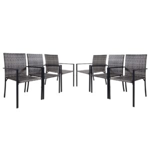 sunnymall patio chairs set of 6,outdoor wicker dining chairs,steel frame,all-weather pe rattan armchair,for garden outdoor furniture for backyard deck,support 265lb (gray, 6 pc)