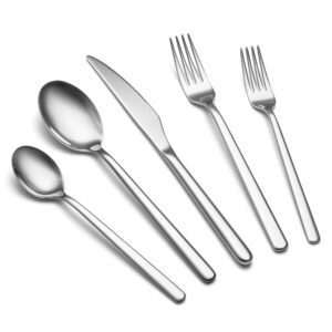 silverware set for 8, eiubuie 40-pieces food-grade stainless steel flatware cutlery sets, mirror polished lightweight kitchen eating utensil tableware set include forks spoons knives, dishwasher safe