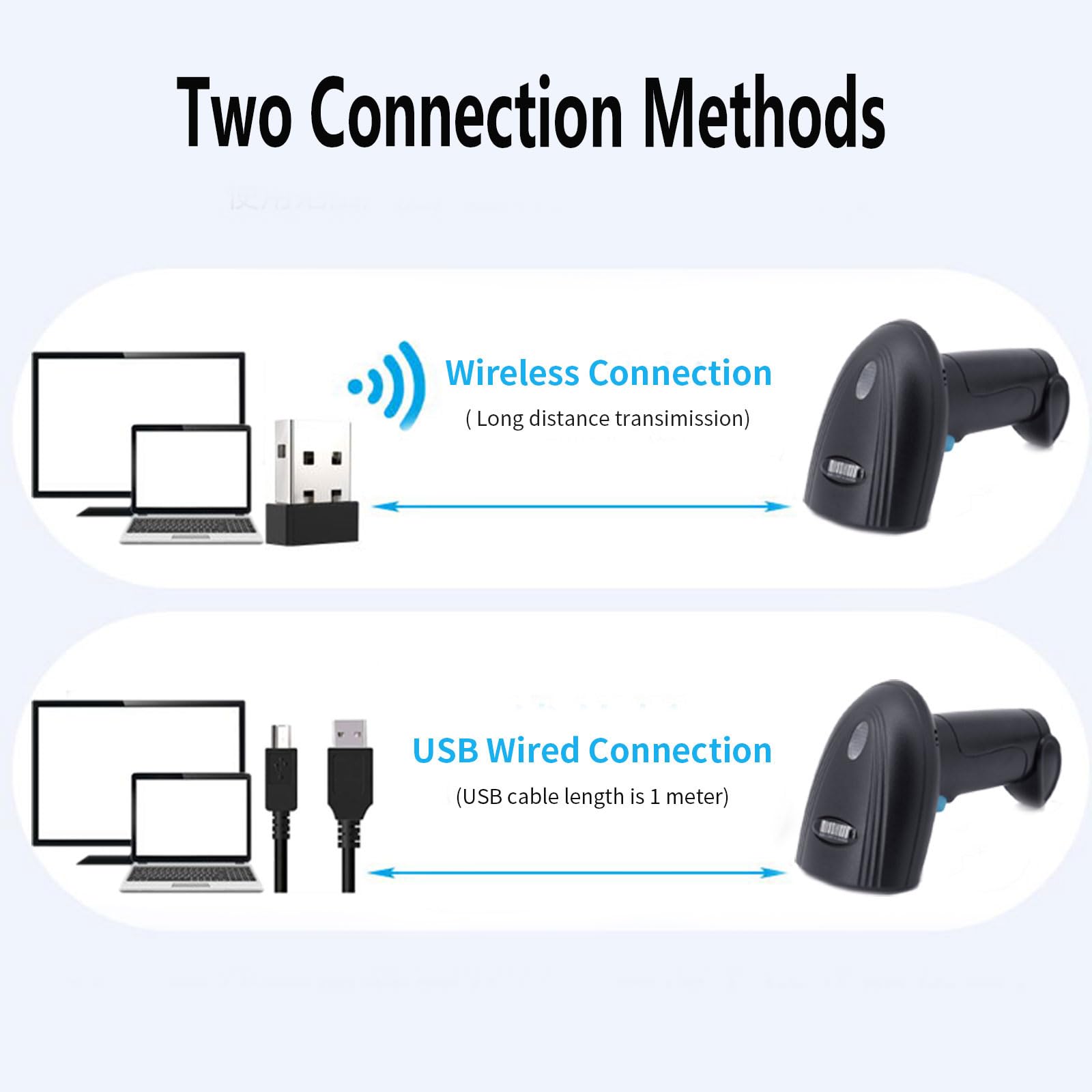 Xyllayeo Barcode Scanner Wireless 1D 2D QR Code Scanner, Automatic Scanning Handheld Image Bar Code Reader for Personal Library, Inventory Scanner for Warehouse Supermarket Retail Store