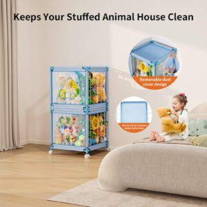 Asacbiiin Kids Stuffed Animal Storage Zoo: Extra Large Stuffed Animal Organizer Bin with Lid, Stainless Steels Stuffed Animal Holder Plushies Storage Box for Boys Girls Bedroom Nursery Playroom