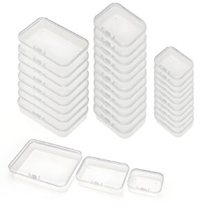 chszchomer 28 pcs mini clear plastic storage boxes with lids - stackable containers for hair accessories, earrings, crafts, sewing supplies bead storage