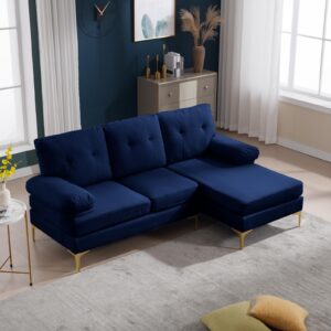 peihonget l shaped sectional couch, 3 seat l-shaped sofa, convertible sectional 3 l-shaped couch soft seat for small apartments, living room (blue)