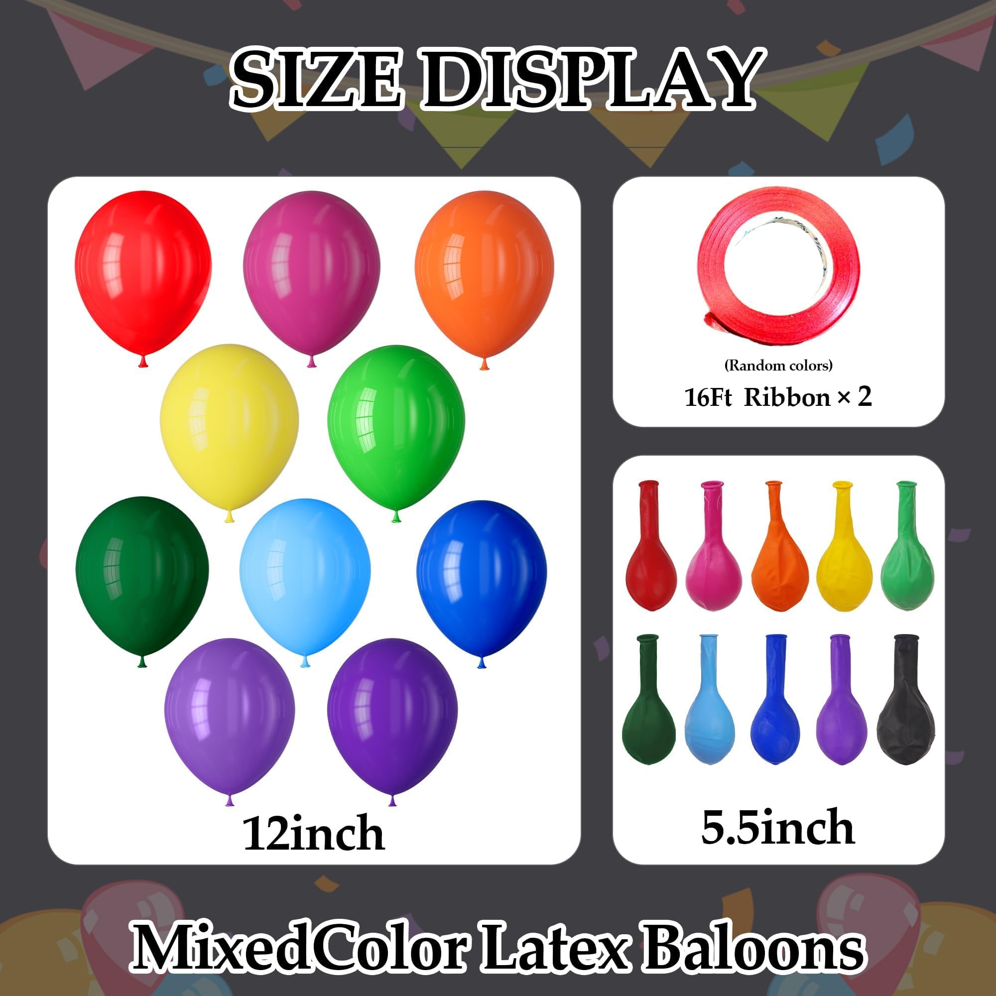 DECOCKRAT Assorted Latex Balloons Kit - 120PCS Party Balloons, 12'' Helium Balloon Set with Ribbon, Perfect for DIY, Birthday, Baby Shower, Wedding, Anniversary & Holiday Decoration