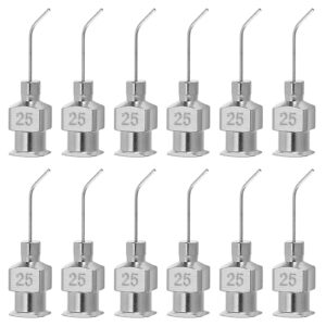 patikil bent blunt tip dispensing needle 25g, 12 pcs 0.51 inch stainless steel liquid dispenser bent flow needles with lure lock for refilling liquid inks adhesives glue