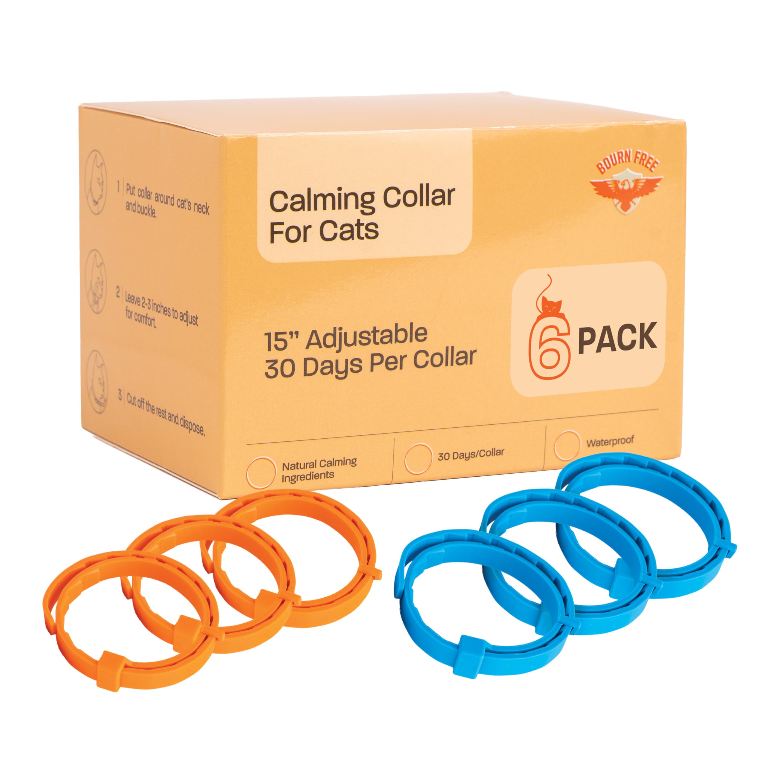 6 Pack Calming Collar for Cats - Calming Cat Collar, Cat Pheromone Collar, Cat Calming Collar for Anxiety - Efficient Relieve Reduce Stress Relief for Cats, Ideal for Meowing and Anxiety Reduction