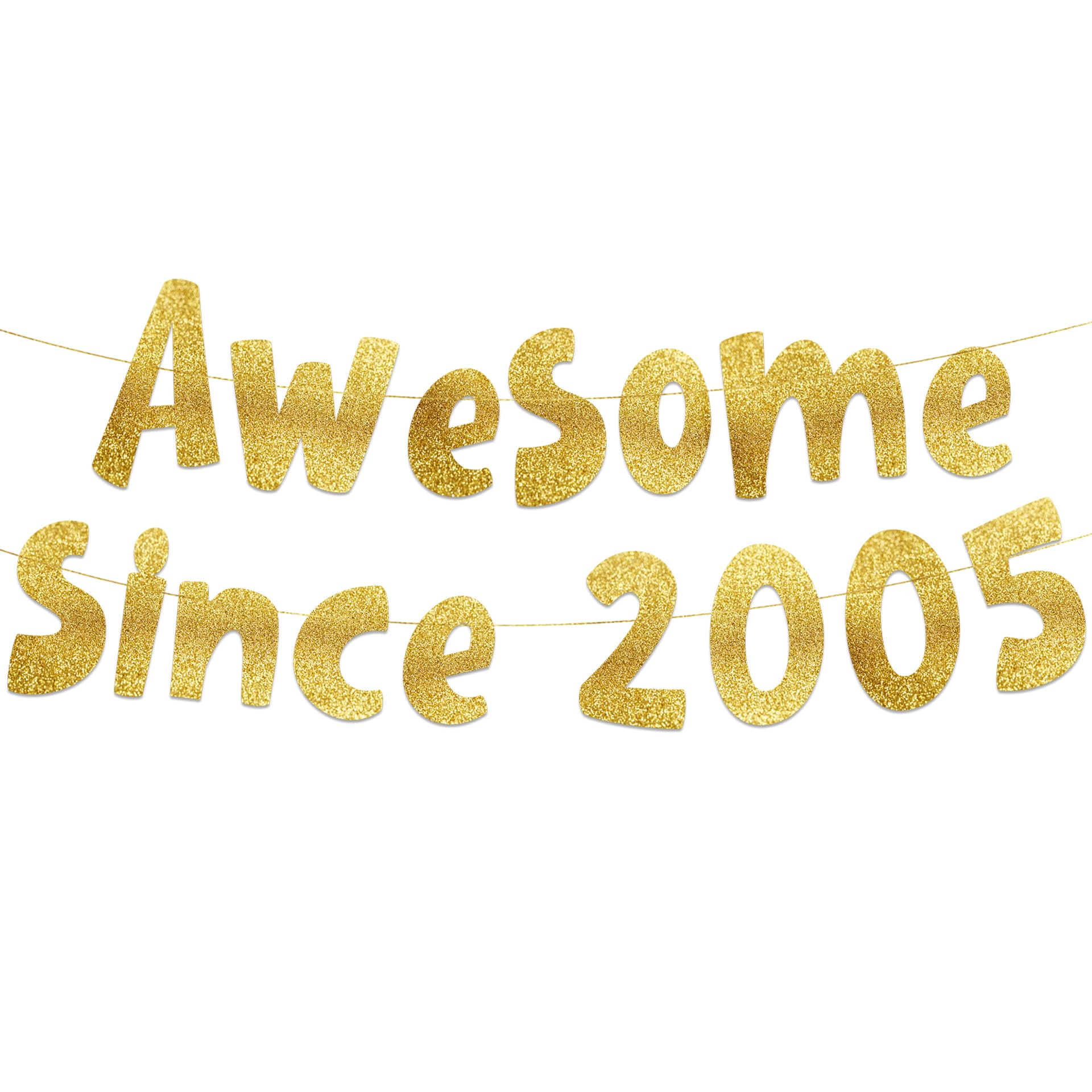 Awesome Since 2005 Gold Glitter Banner - 19th Birthday and Anniversary Party Decorations