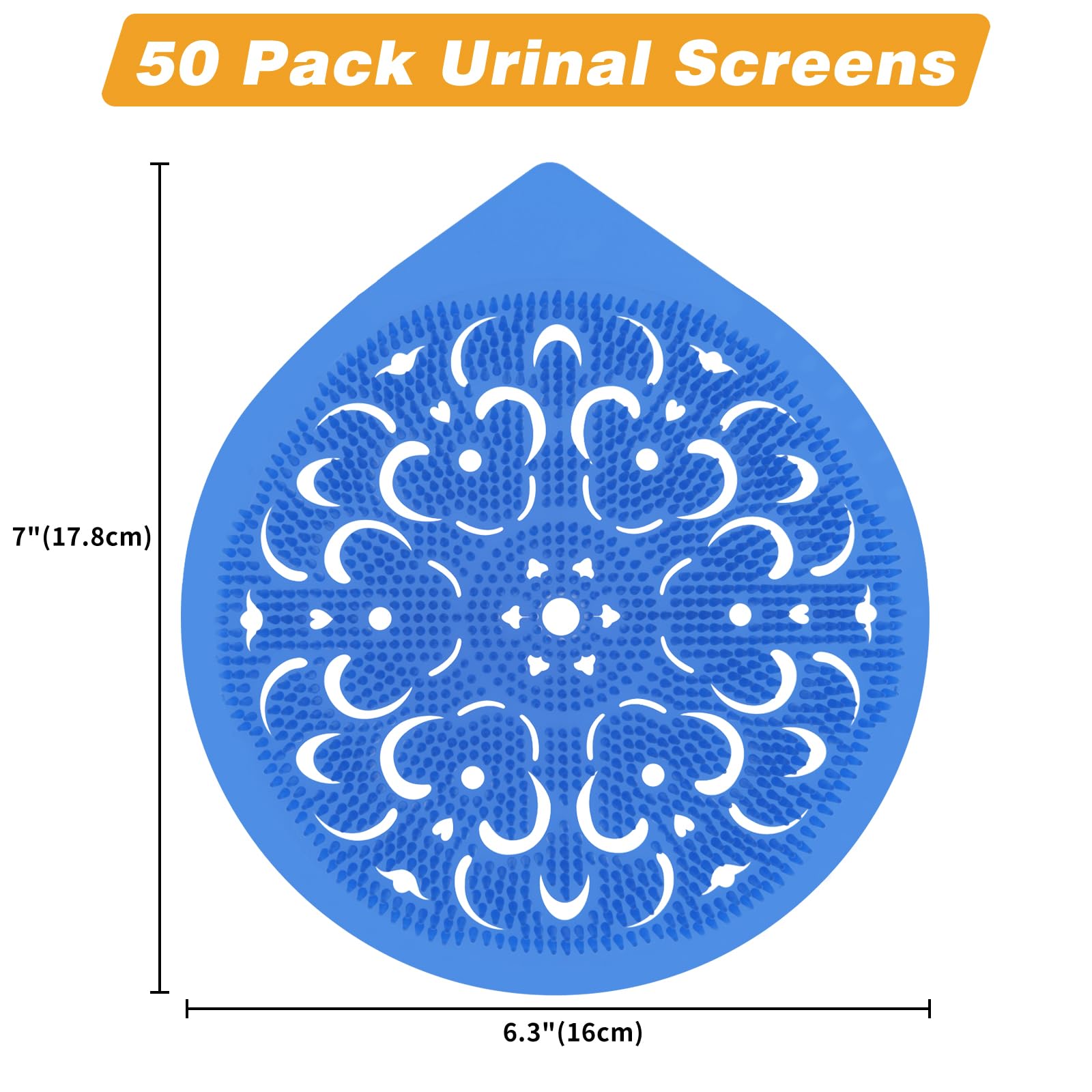 Urinal Screens Deodorizer 50 Pack, Urinal Screen Anti-splash Anti-clogging, for Public Restrooms, Bathrooms, Restaurants, Offices, Schools, 25 Pack Blue & 25 Pack Orange