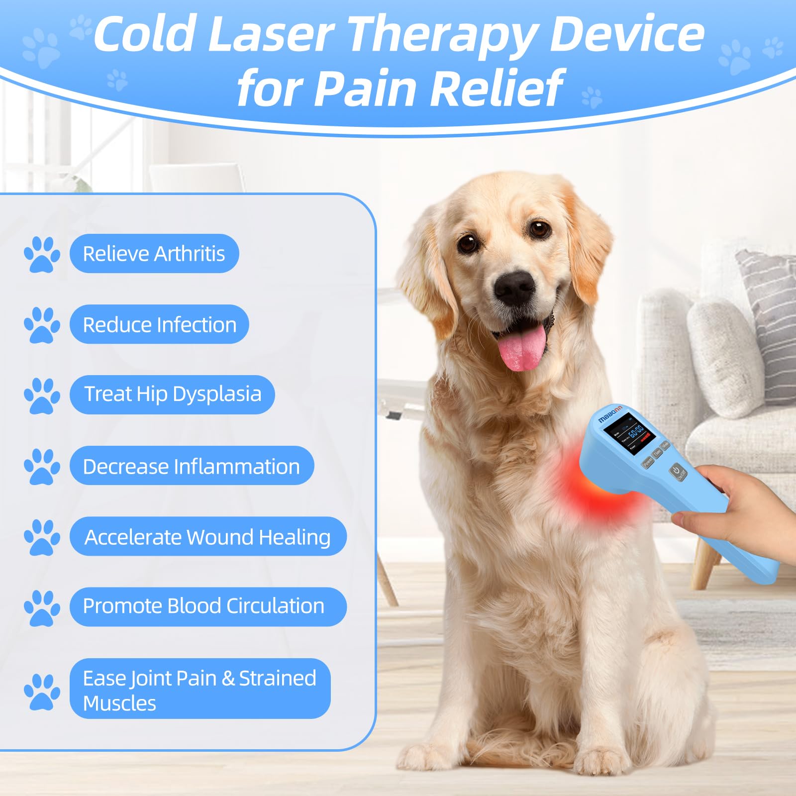 MBBQNN Cold Laser Therapy Device for Pain Relief, 16*660+2*860+2*940 Light Therapy for Pet, Low Level Laser Therapy, Red Light Therapy for Dogs, Muscle & Joint Pain Relief, Spinal, Reduce Inflammation