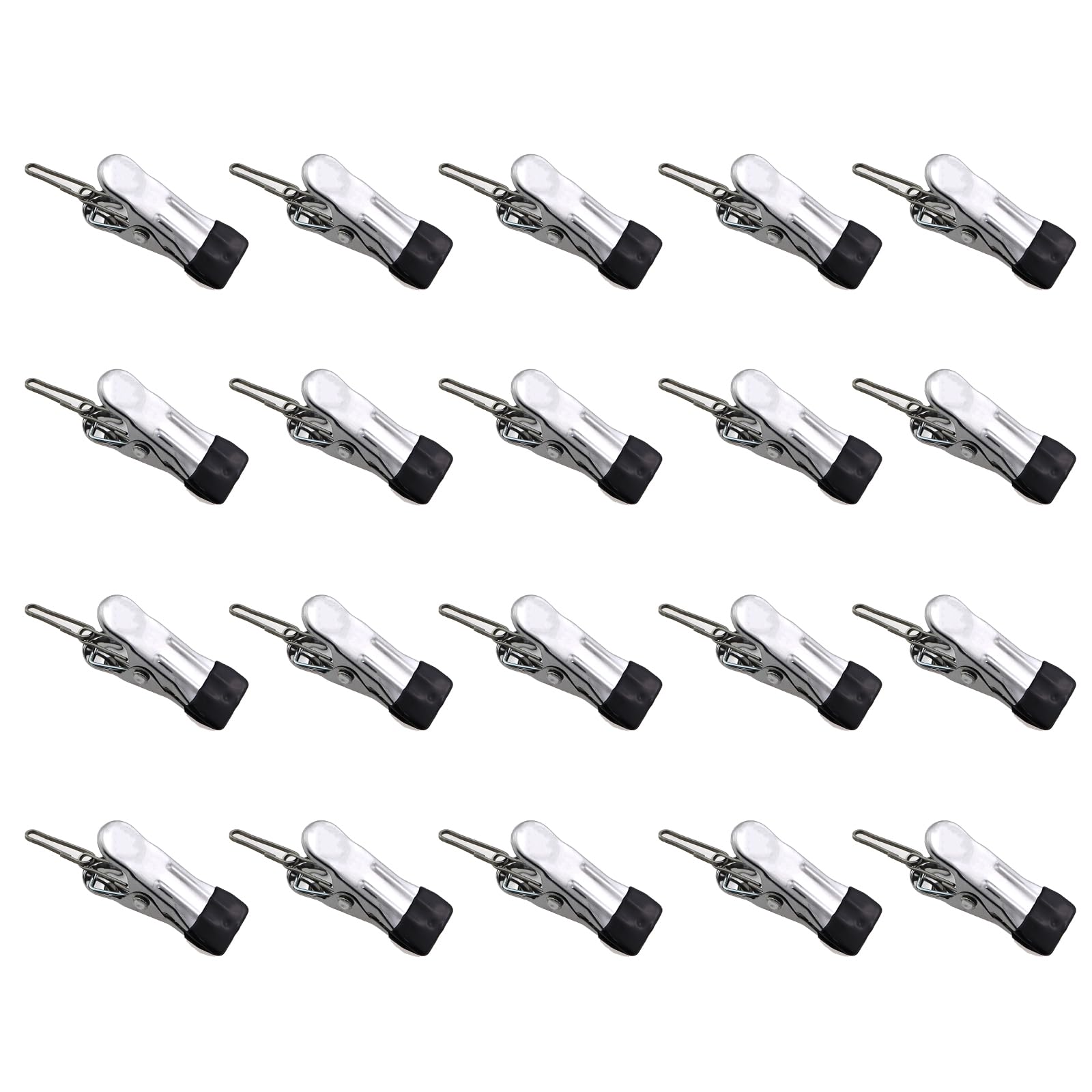 Yashoyi 20PCS Non Tracking Drying Clips 3.3x1 inch Stainless Steel Windproof Fixed Clothespin Household Single Heavy Duty Multi-Purpose Drying Clip Outdoor Kitchen Grocery Bag Clip Black